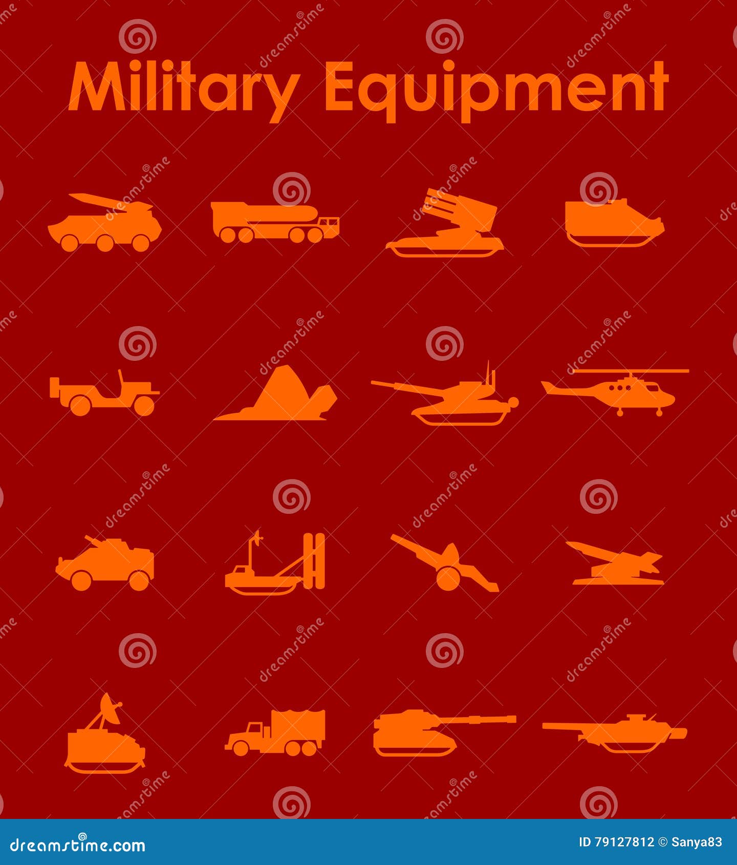 Set of Military Equipment Simple Icons Stock Vector - Illustration of ...