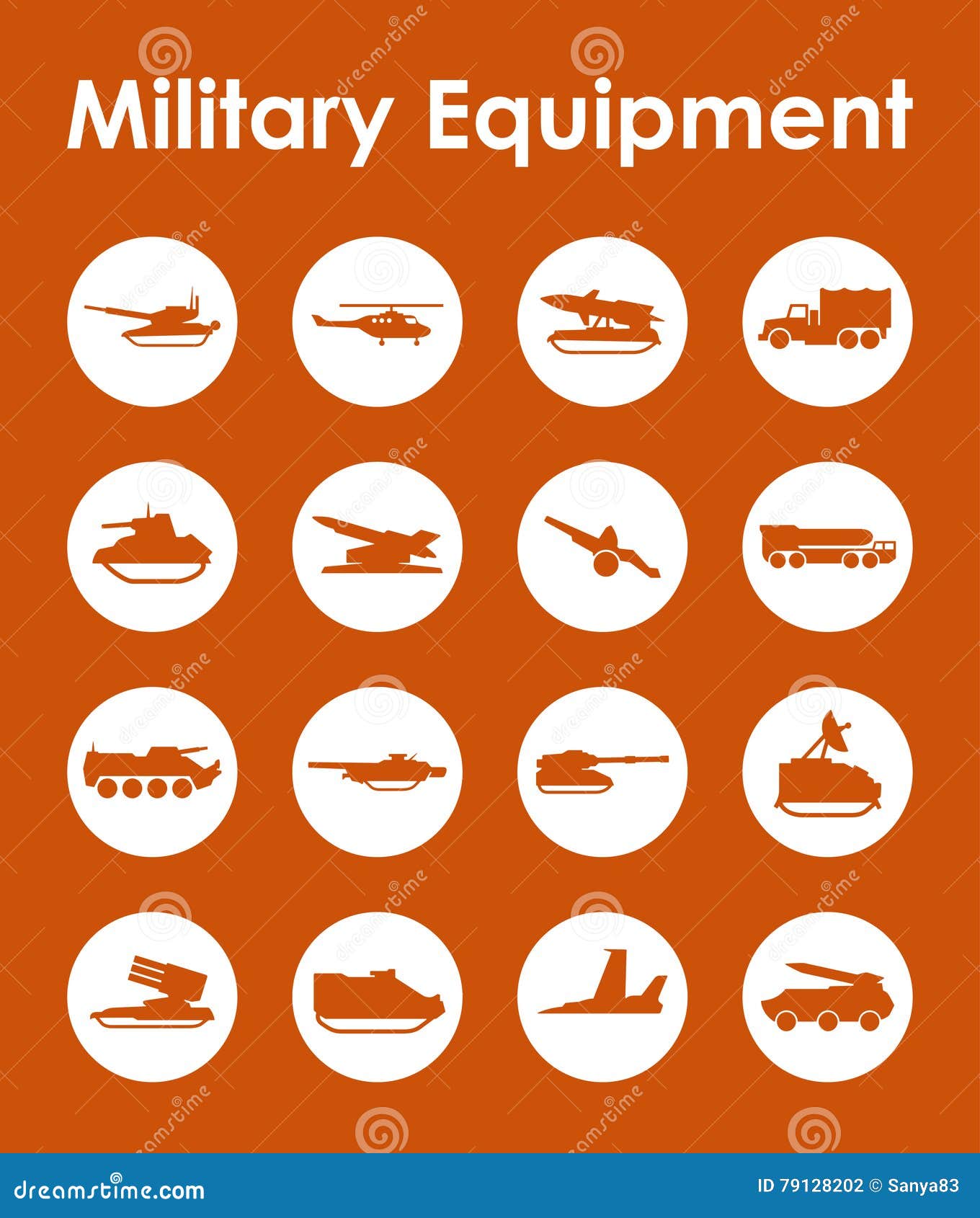 Set of Military Equipment Simple Icons Stock Vector - Illustration of ...