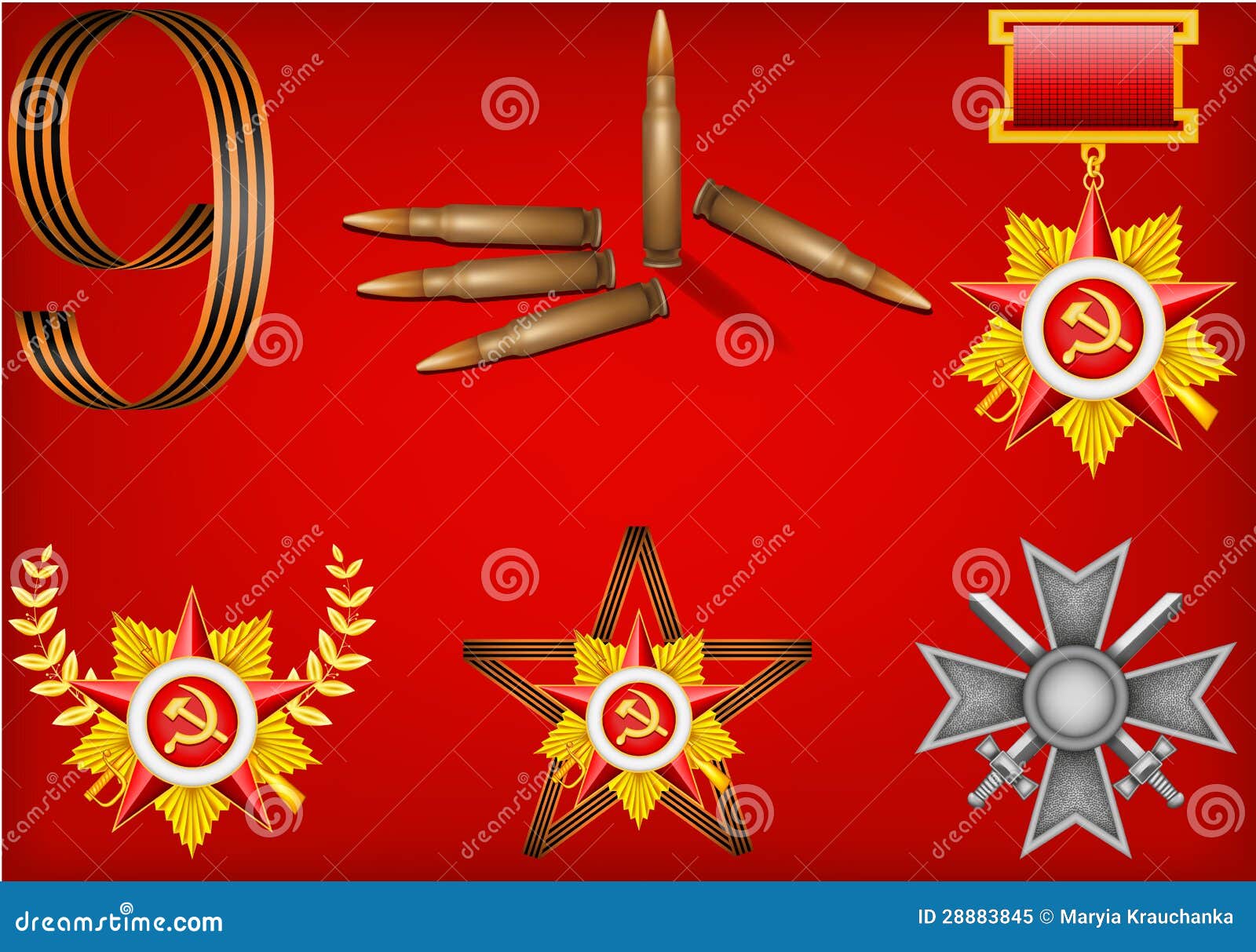 Set Of Military Objects Associated With The Victory In The War St ...