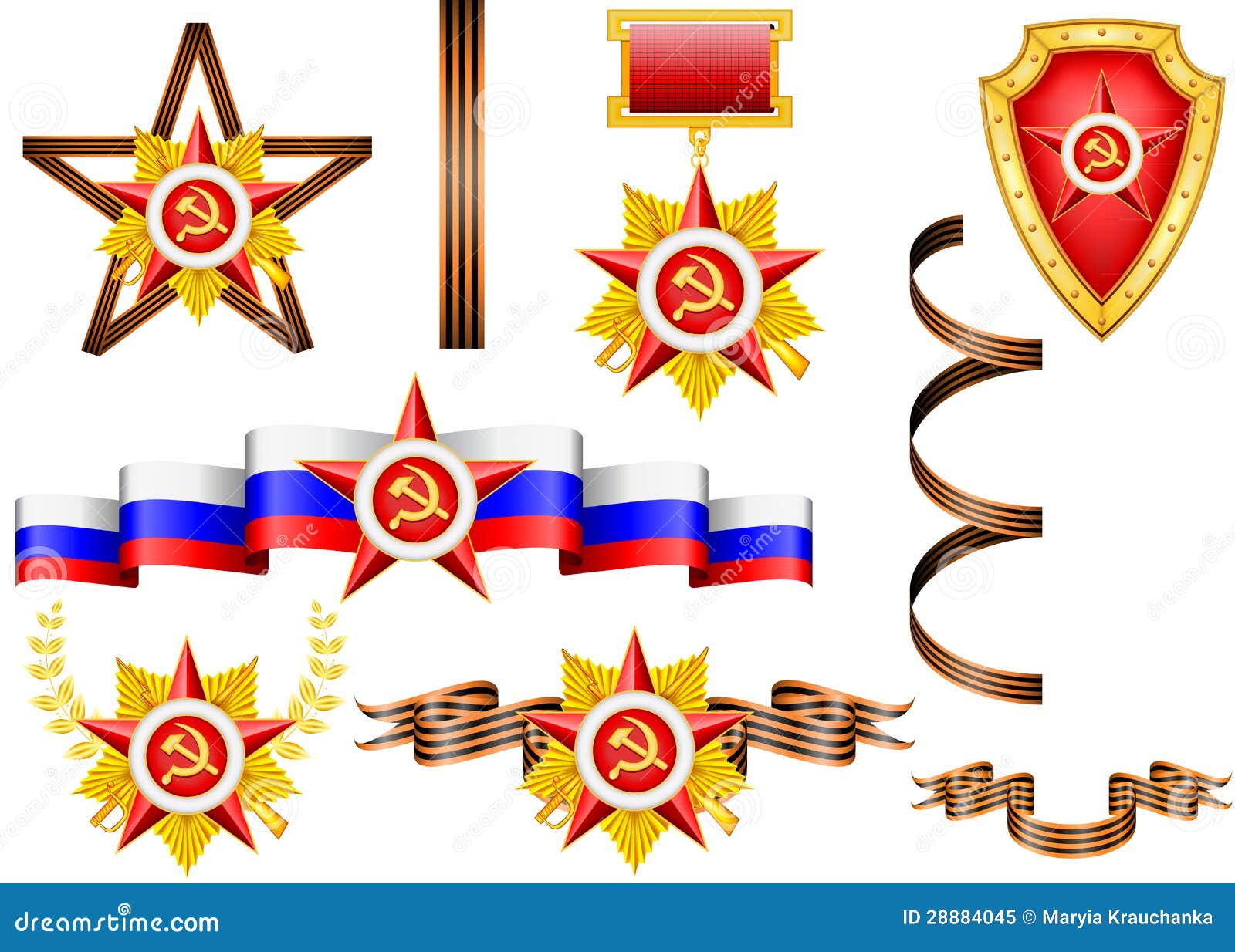 Set Of Military Objects Associated With The Victory In The War St ...