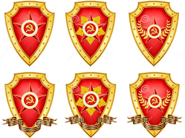 Set of military shields stock image. Image of heraldry - 22865251