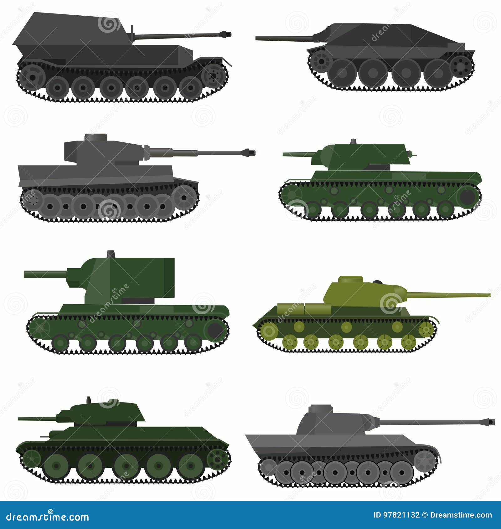 Set of Military Vehicles and Tanks Stock Vector - Illustration of army ...