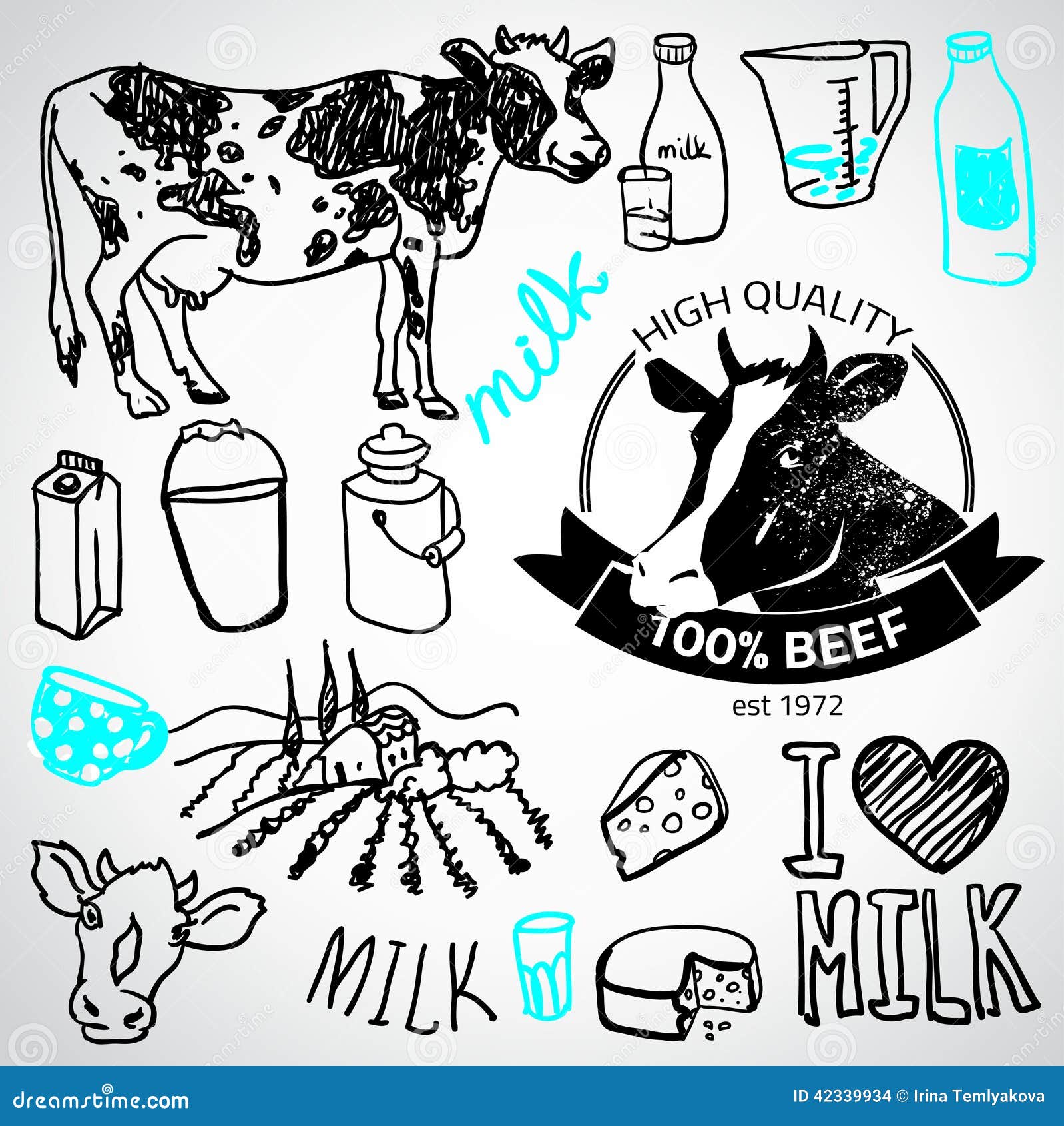 Milk And Creamery Label, Emblem Cartoon Vector | CartoonDealer.com ...