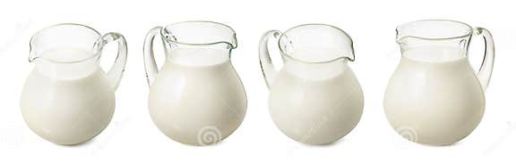 Set of Milk Jars Isolated on White Background. Different Angles Stock ...