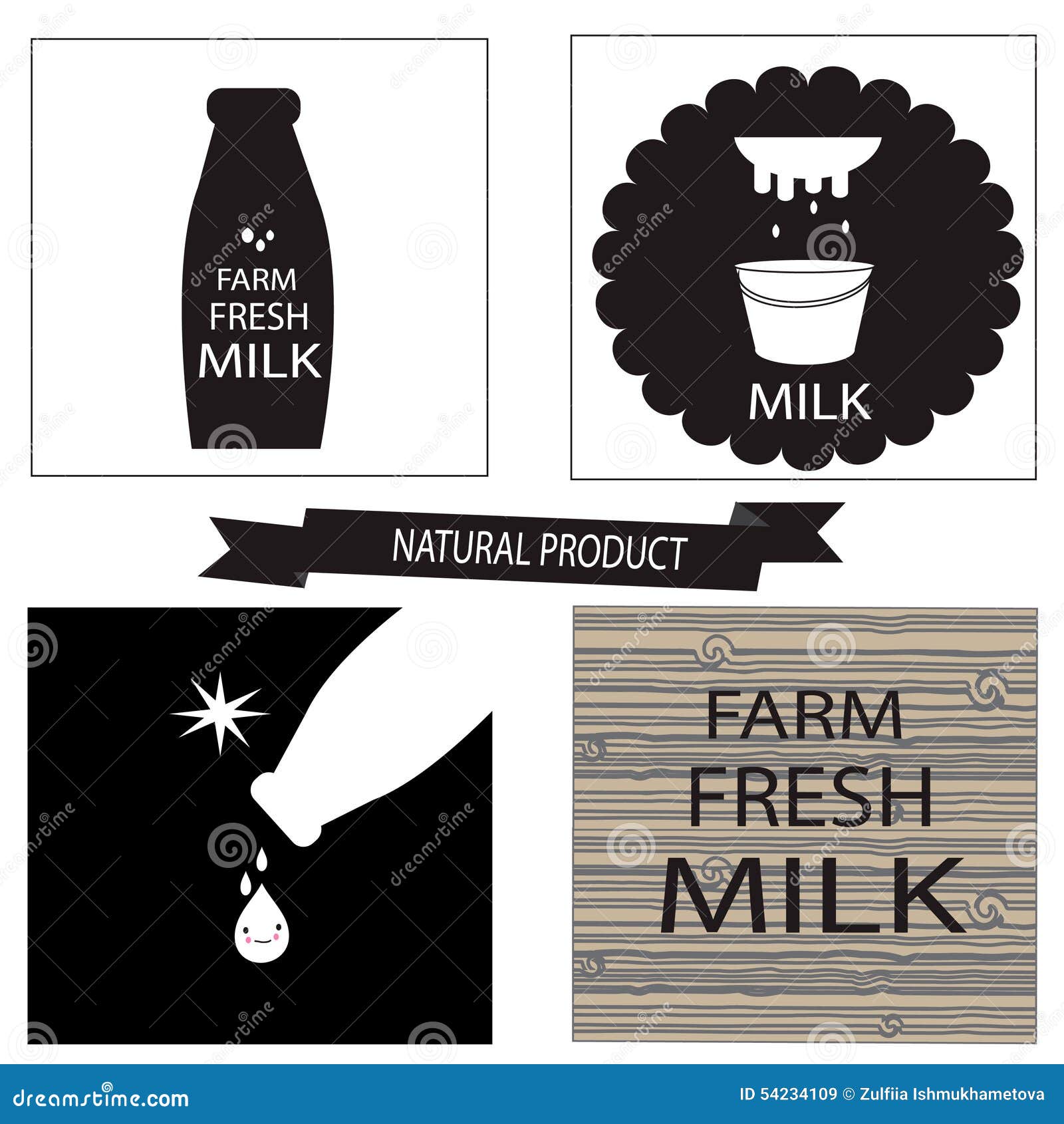 Set of milk labels design stock vector. Illustration of drop - 54234109