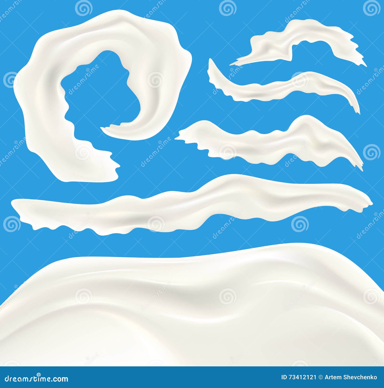 Set of Milk Wave on Blue Background. Stock Vector - Illustration of ...