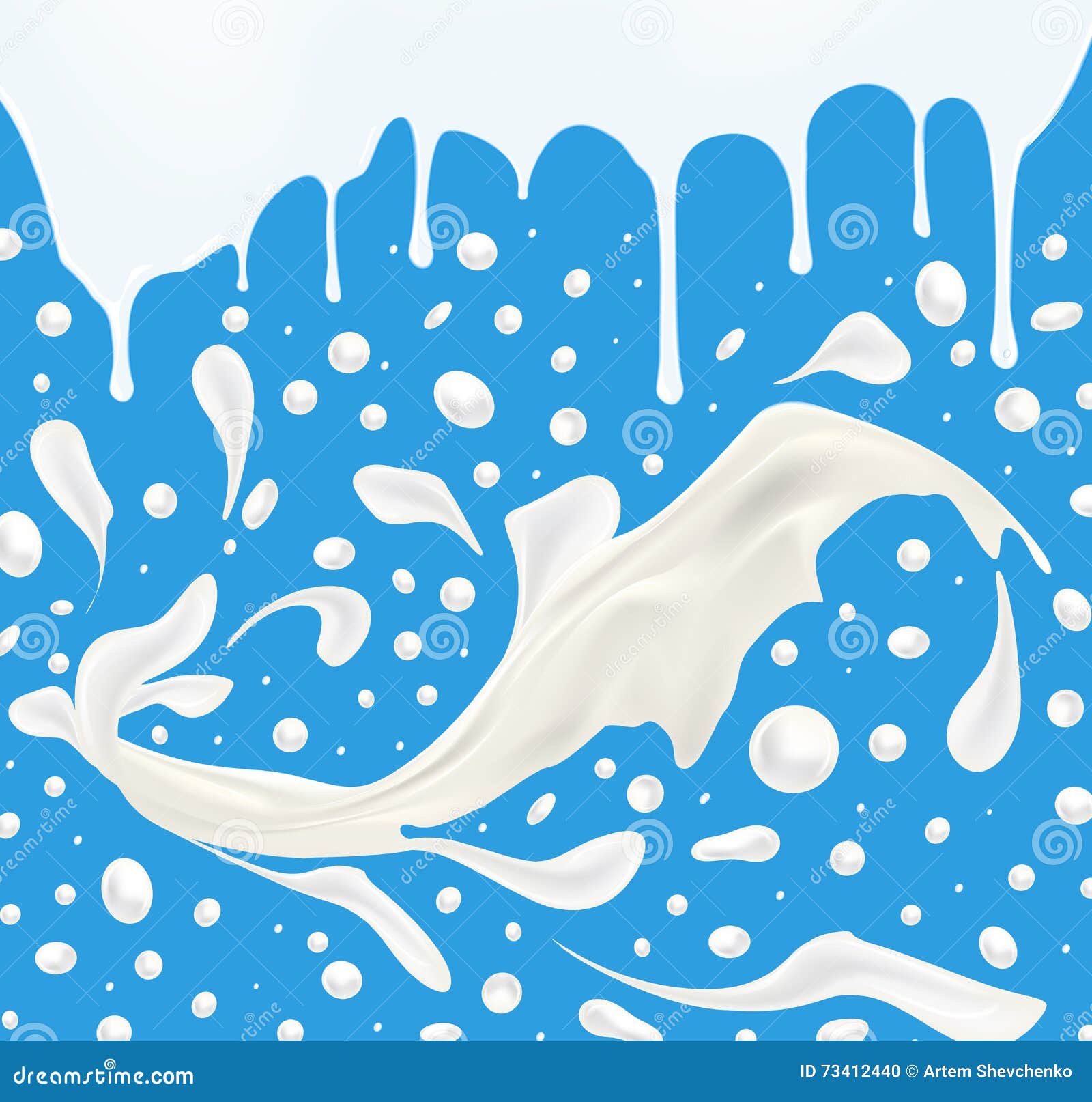Set of Milk Wave on Blue Background. Stock Vector - Illustration of ...