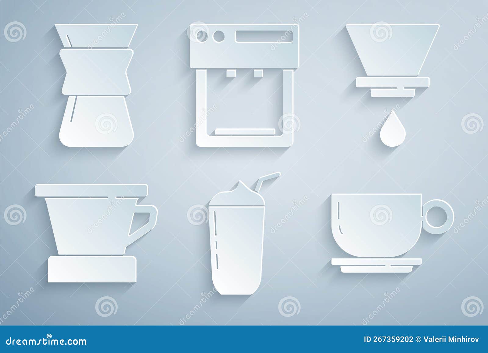 Set Milkshake, V60 Coffee Maker, Coffee Cup, Machine and Pour Over Icon ...