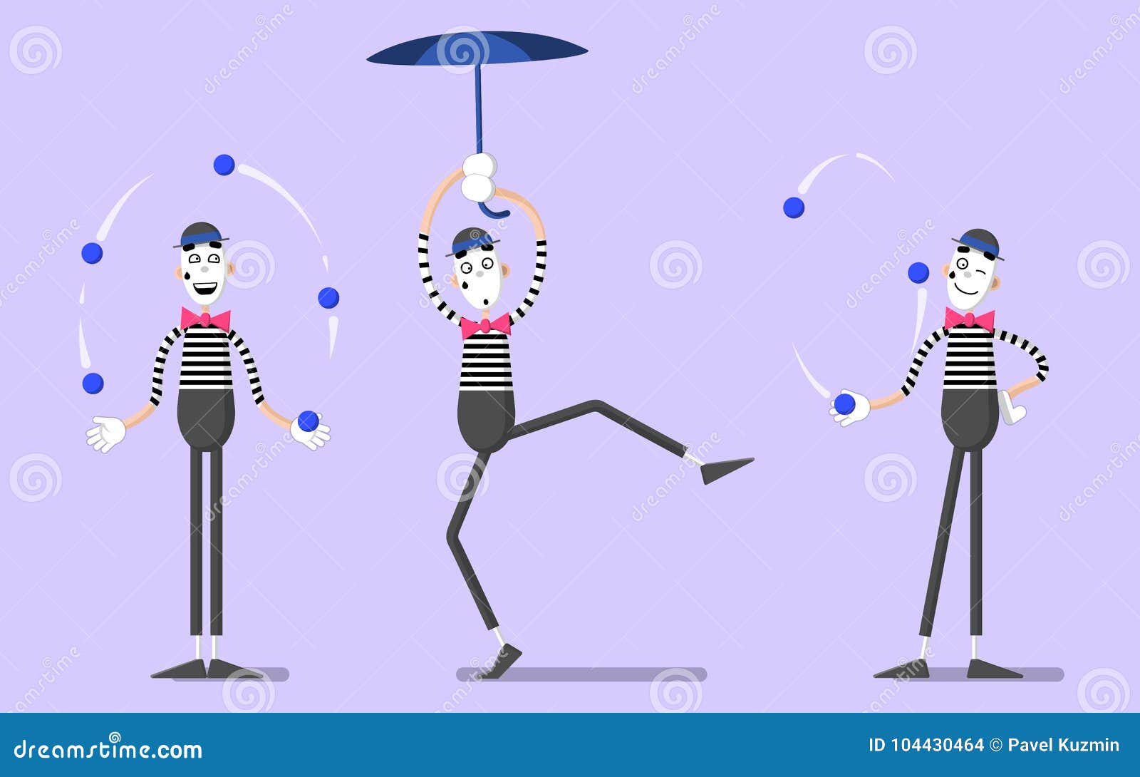 A set of mimes 04 stock illustration. Illustration of circus - 104430464