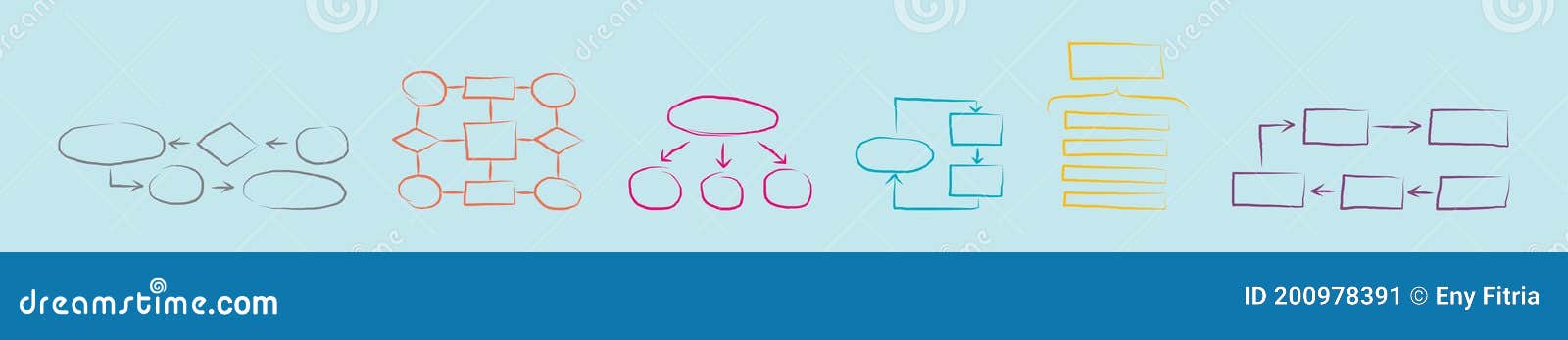 Set of Mind Map. Cartoon Icon Design Template with Various Models ...