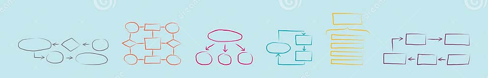 Set of Mind Map. Cartoon Icon Design Template with Various Models ...