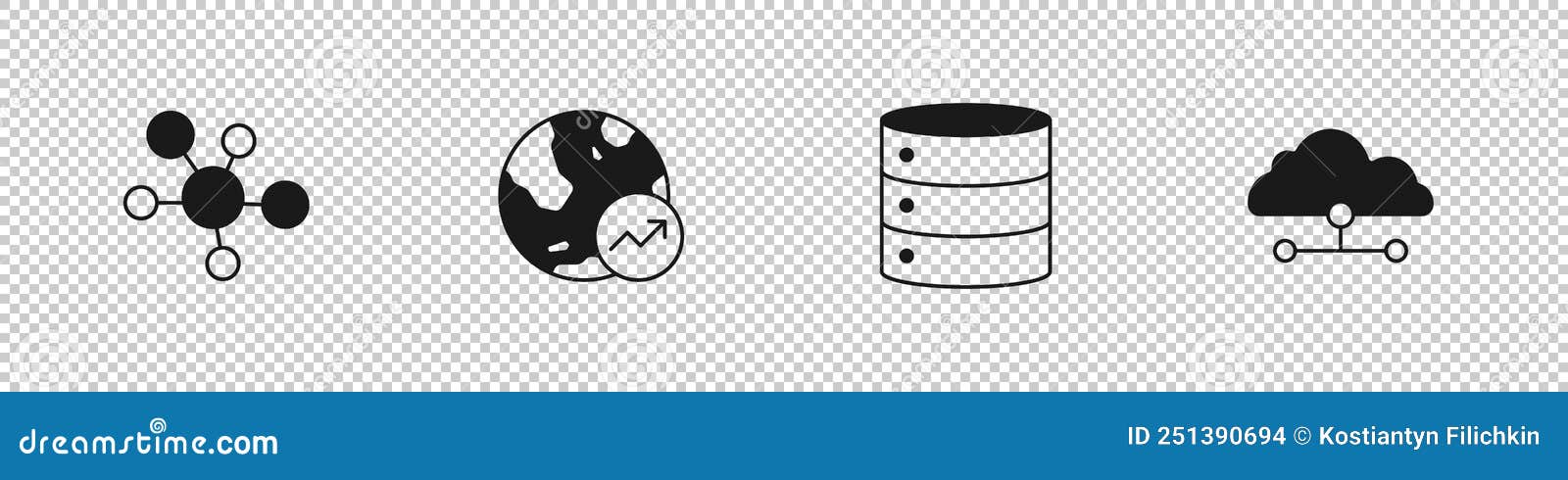 Set Mind Map Infographic, Financial Growth, Server and Network Cloud Connection Icon. Vector ...