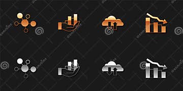 Set Mind Map Infographic, Pie Chart, Cloud Download and Upload and Financial Growth Decrease ...