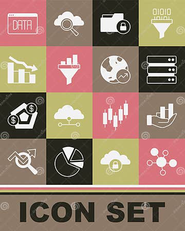 Set Mind Map Infographic, Pie Chart, Server, Folder and Lock, Sales Funnel with, Financial ...