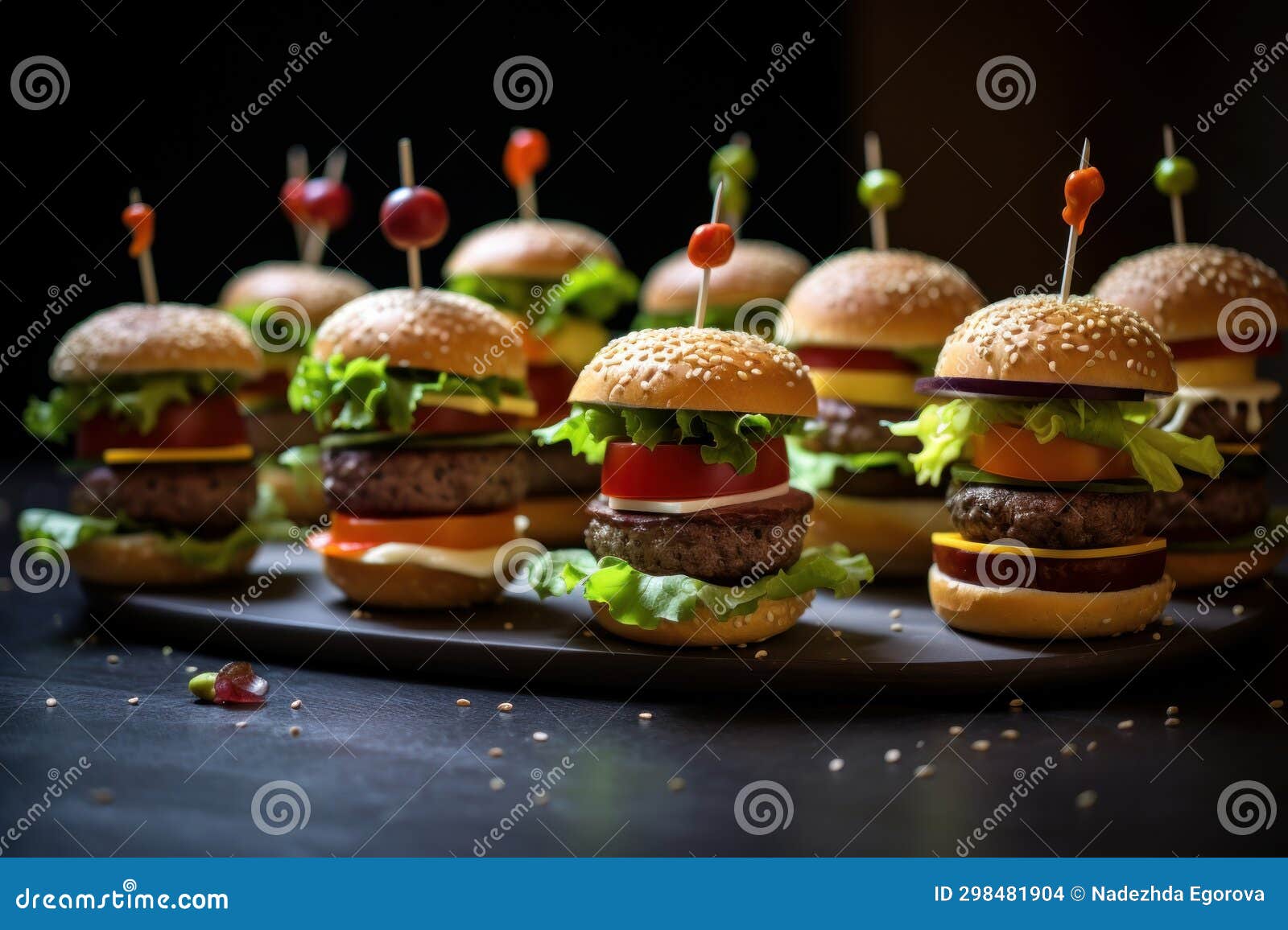 Set of Mini Burgers, Buffet Table Stock Illustration - Illustration of ...