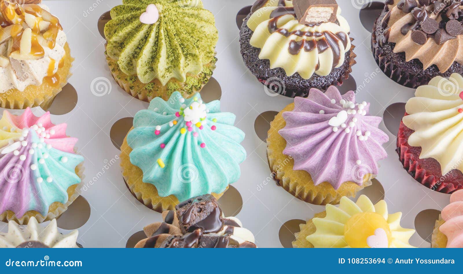 Set of Mini fancy cupcake stock photo. Image of chocolate - 108253694