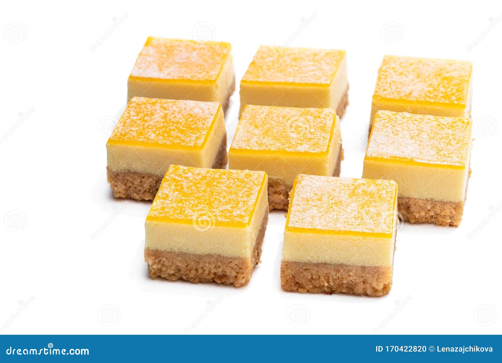 Set of Mini Lemon Cheesecake Bites Isolated on White Stock Photo ...