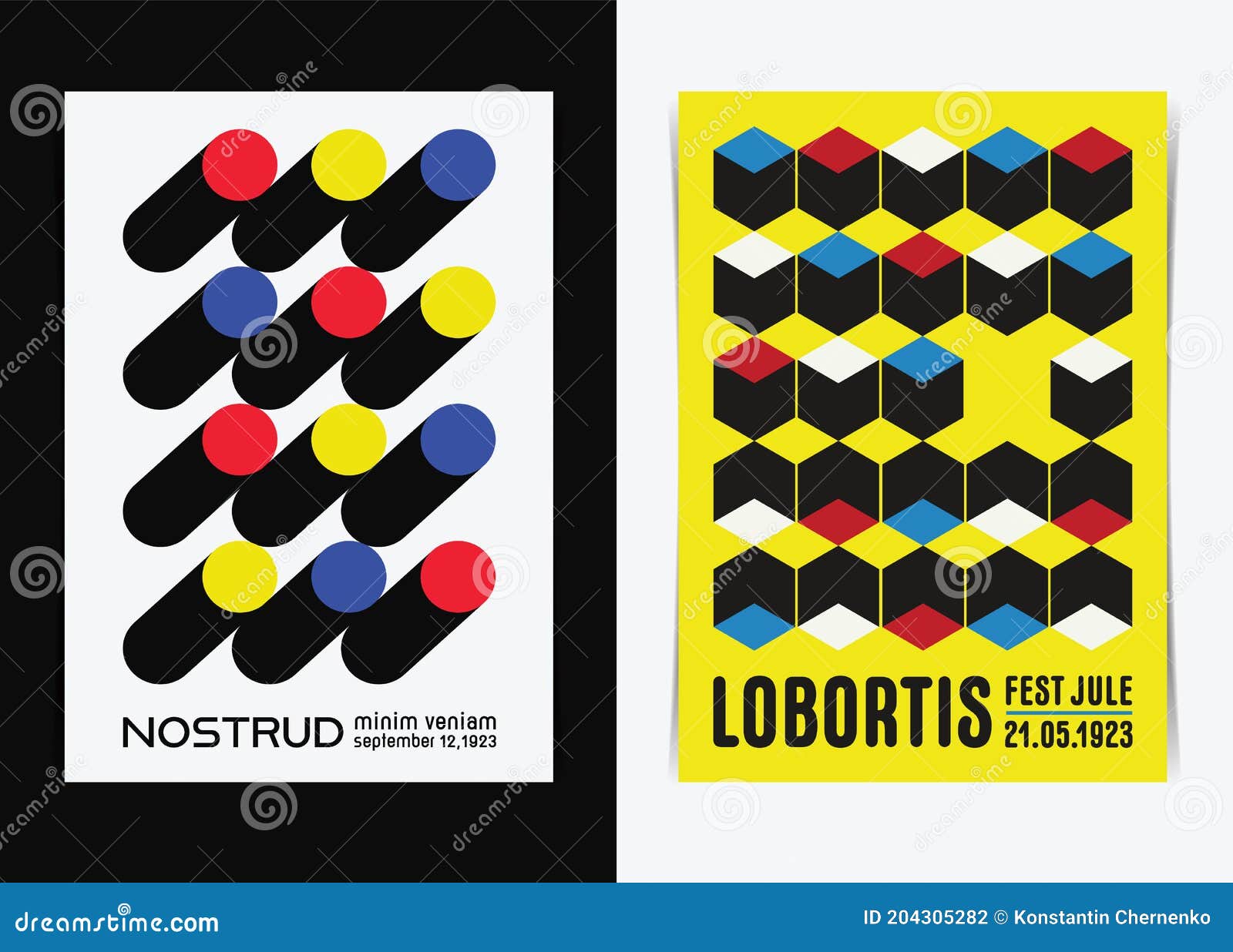 Set of Minimal Abstract Shape Composition Design Templates. Vector ...