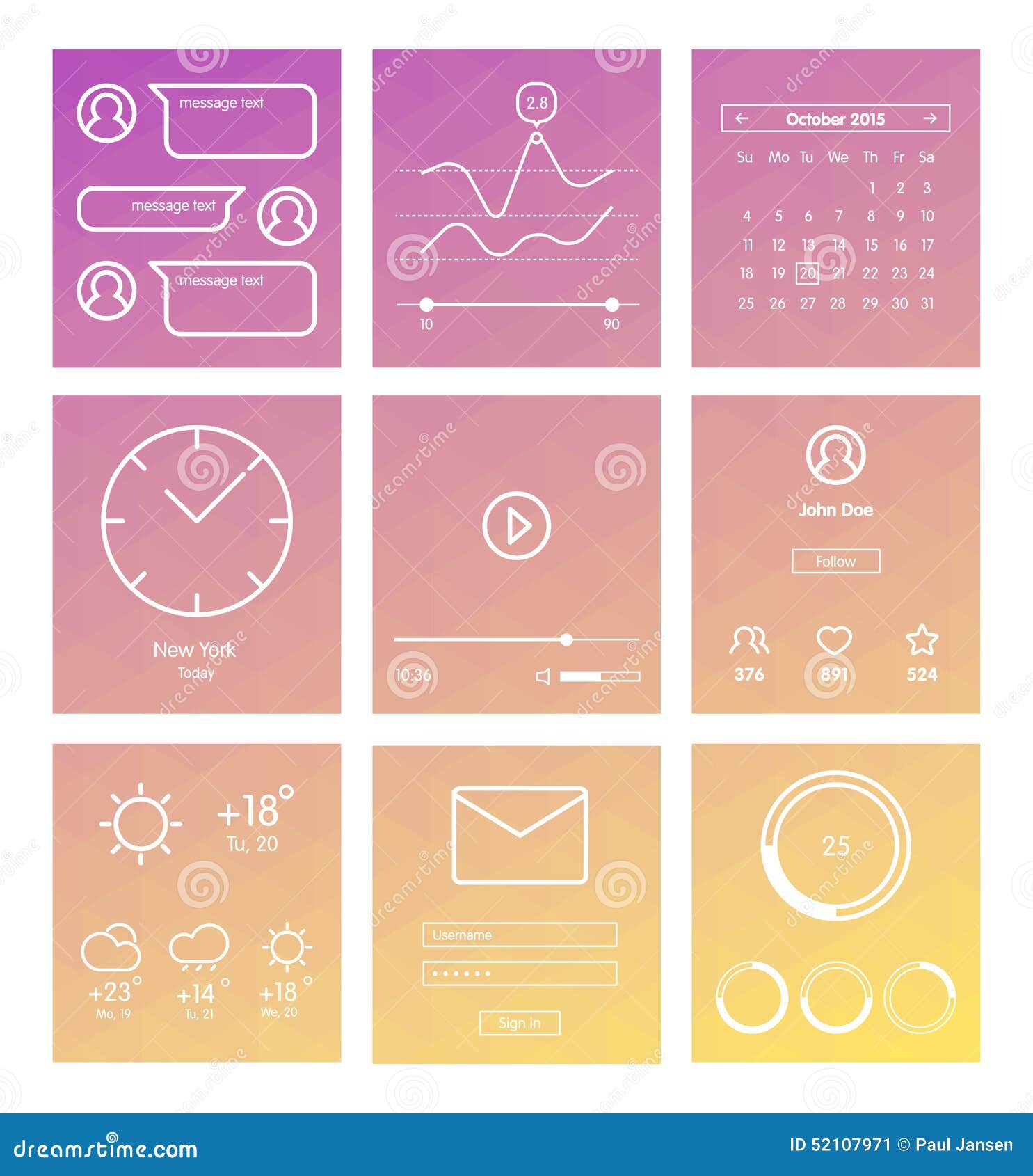 Set of Minimal Design UI and UX Elements Stock Vector - Illustration of ...