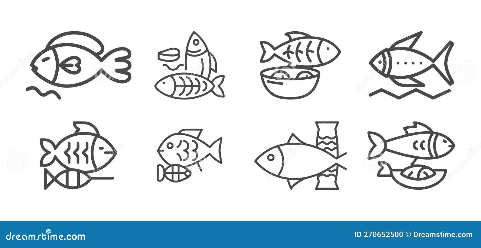 Set of 8 Minimal Fish Icons. Eps 10 Stock Vector - Illustration of tail ...