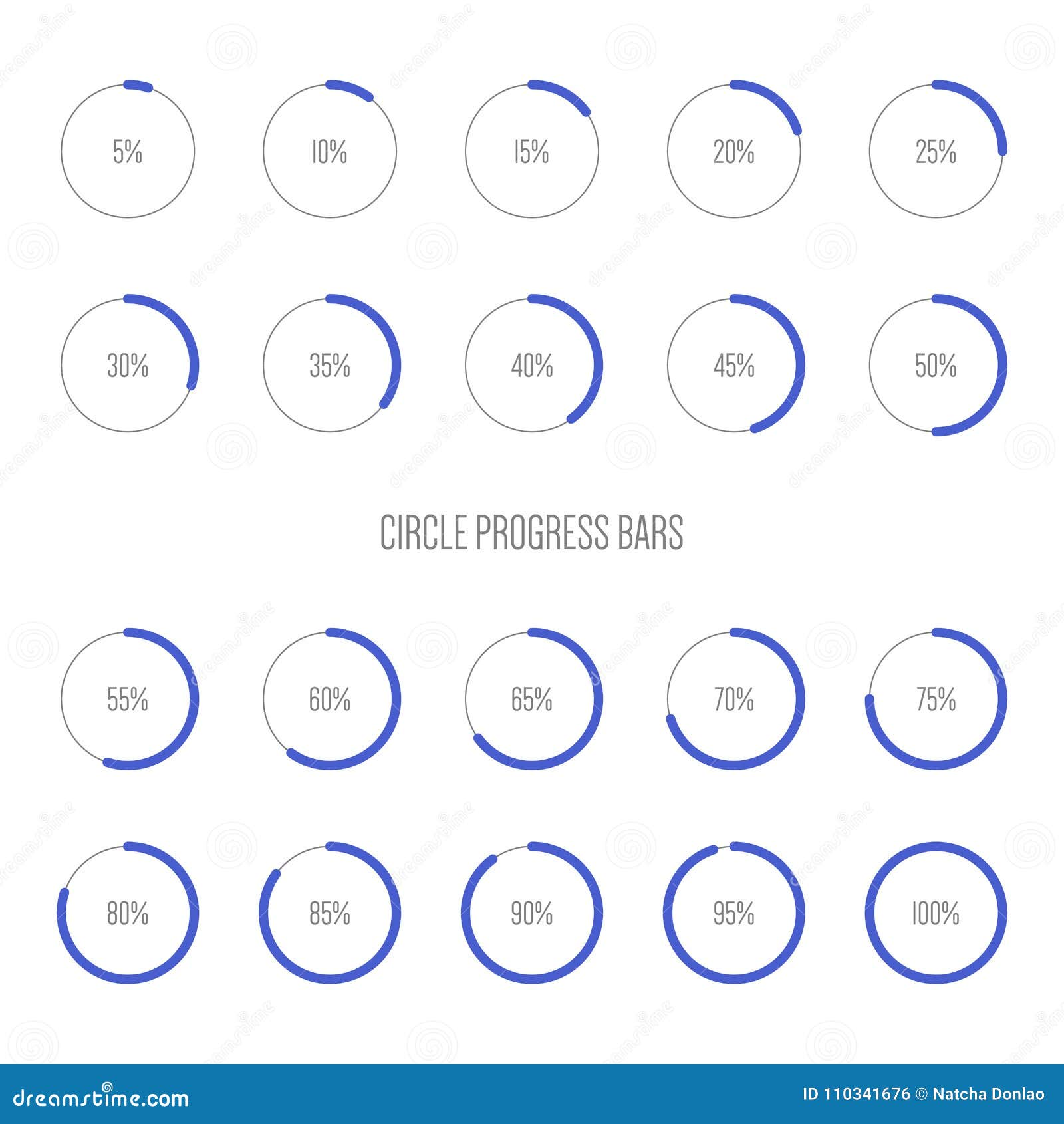 Set of Minimal Futuristic Progress Loading Bars Stock Illustration ...