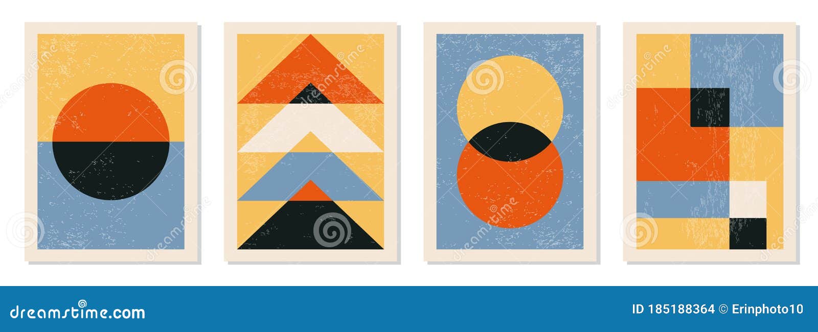 Set of Minimal 20s Geometric Design Posters, Vector Template with ...
