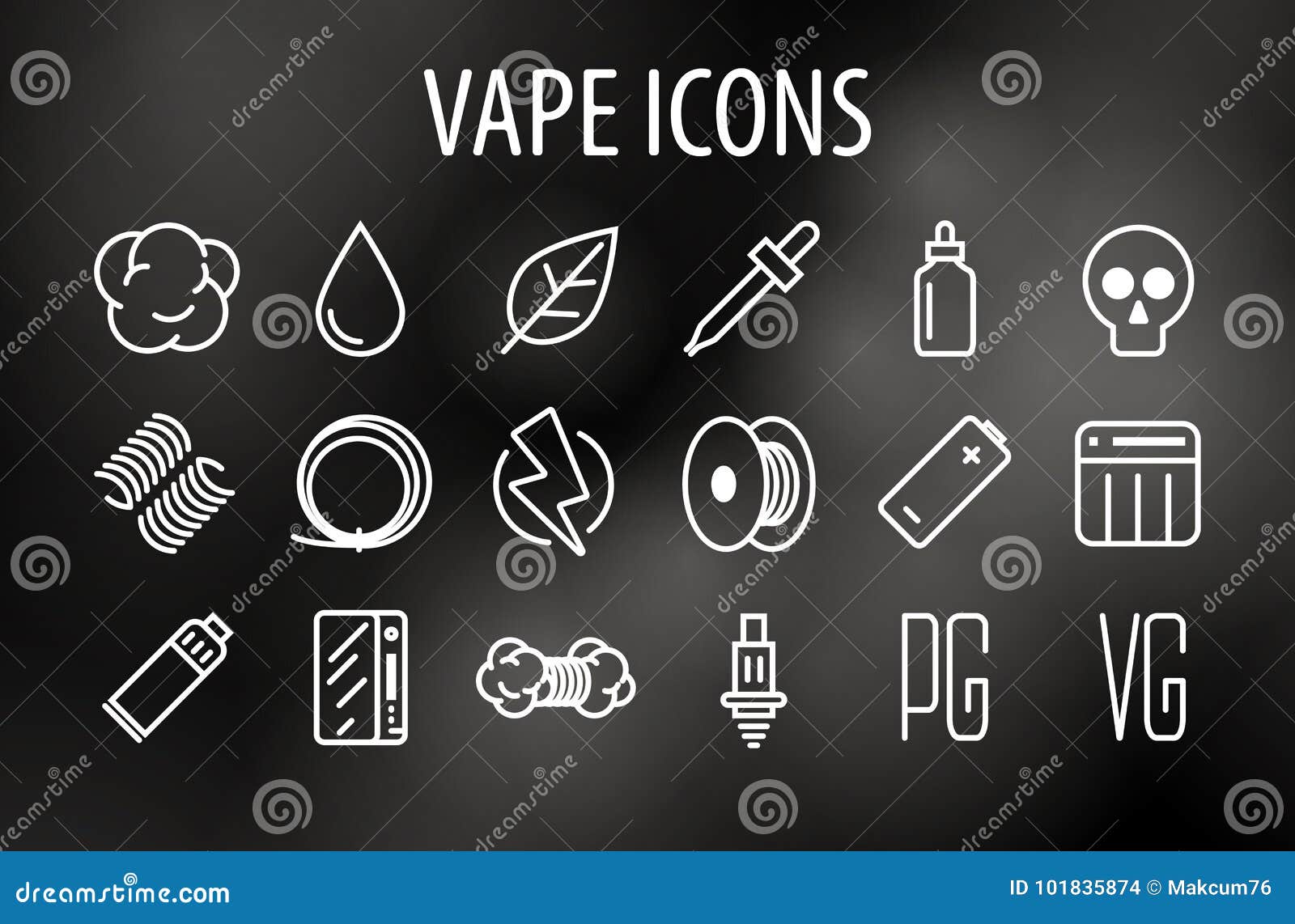 Set Of Minimal Vape Vaping Culture Vector Line Icons Stock Vector