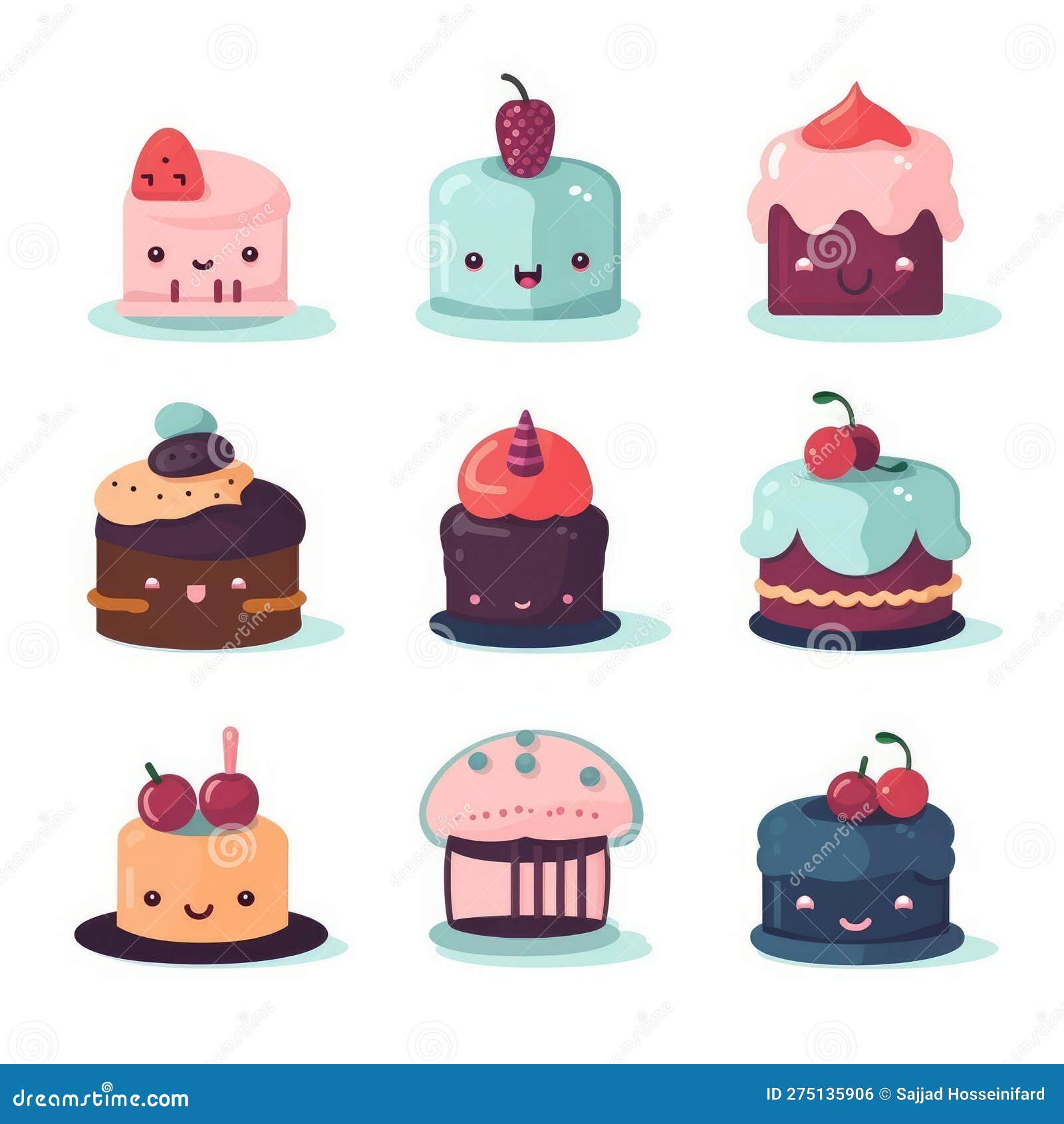 Cute Cake Icon Pack stock illustration. Illustration of cake - 275135906