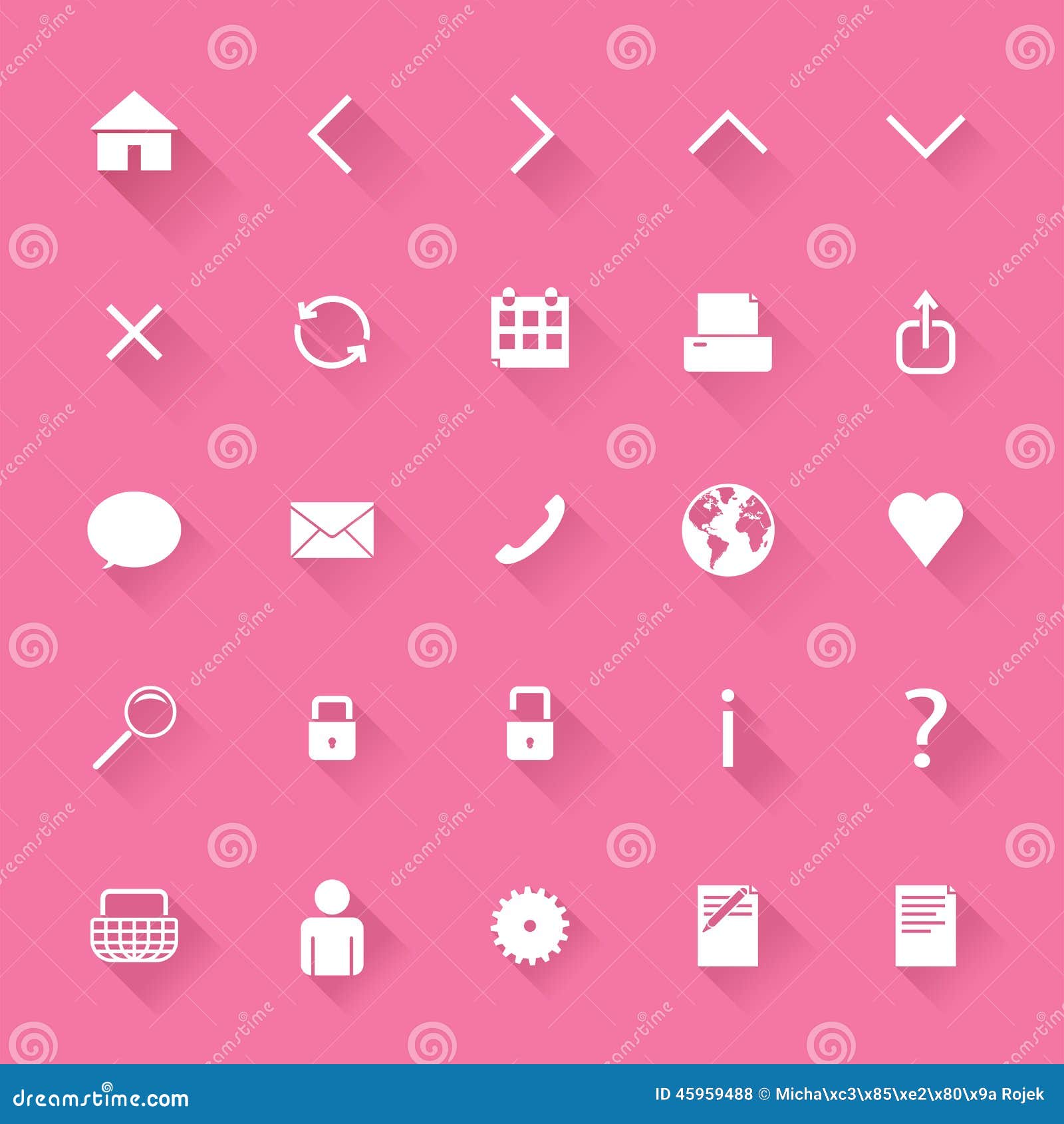 Set of Minimalist Vector Web Icons with Shadow. Stock Vector ...