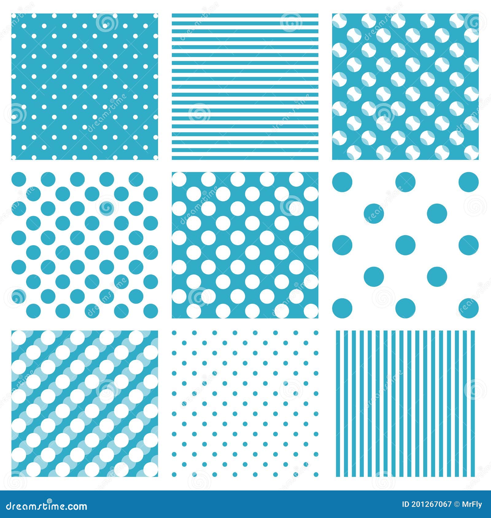 Set of 9 Minimalistic Blue Patterns, Vector Illustration Stock Vector ...