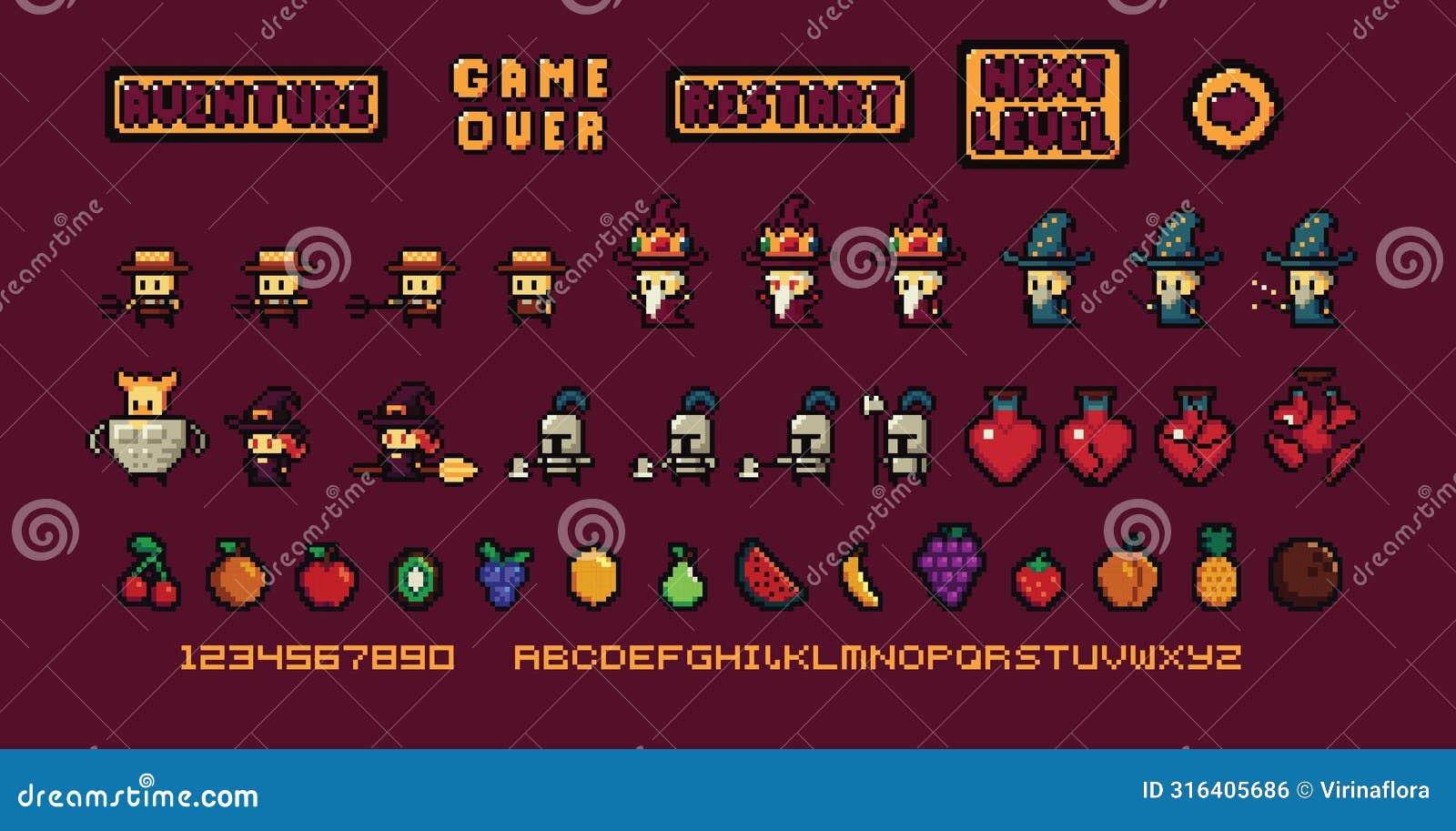 Set Of Minimalistic Pixel Art Vector Objects Isolated Game 8 Bit Style Minimalistic Pixel