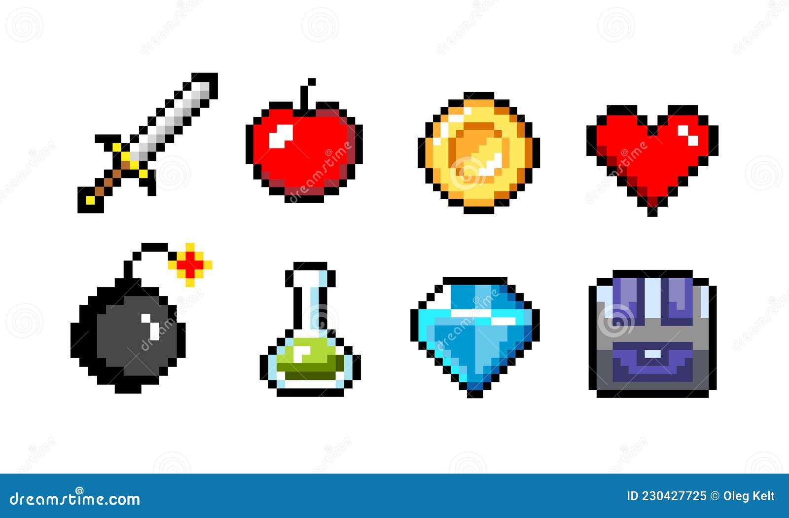 Set Of Minimalistic Pixel Art Vector Objects Isolated. Pixel Game. 8 ... Set Of Minimalistic Pixel Art Vector Objects Isolated. Pixel Game. 8 ...