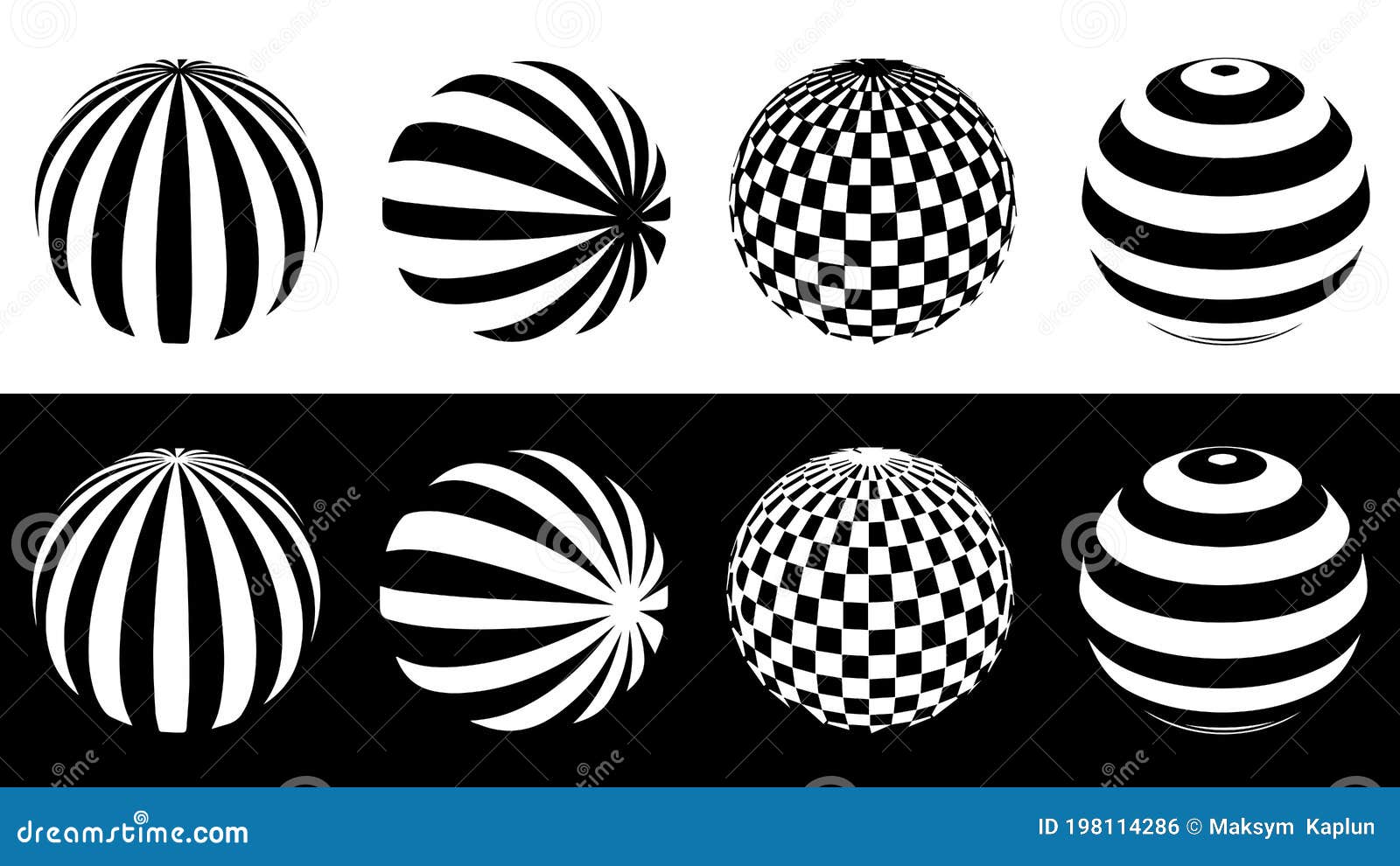 Set of Minimalistic Spheres. Vector Illustration. Collection Optical ...