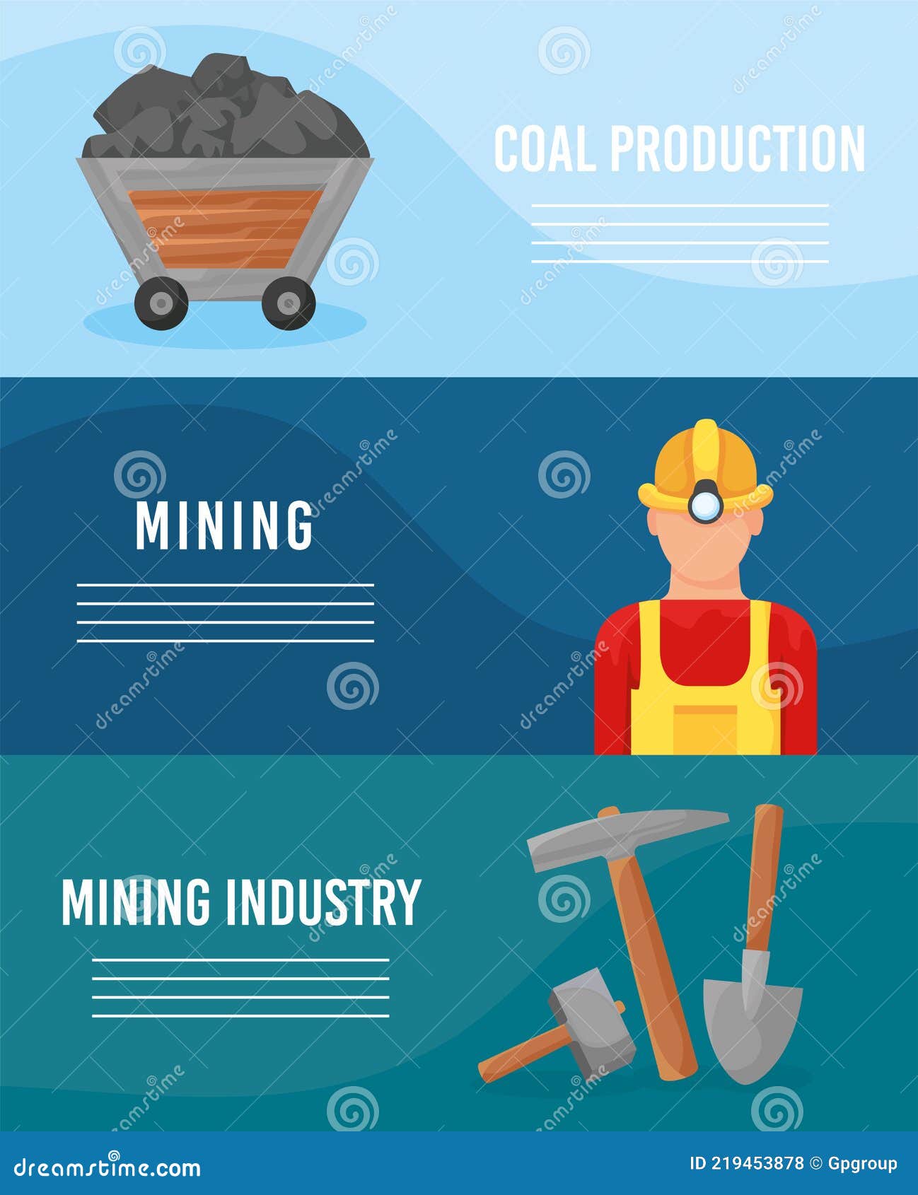 Mining industry banners stock vector. Illustration of spade - 219453878