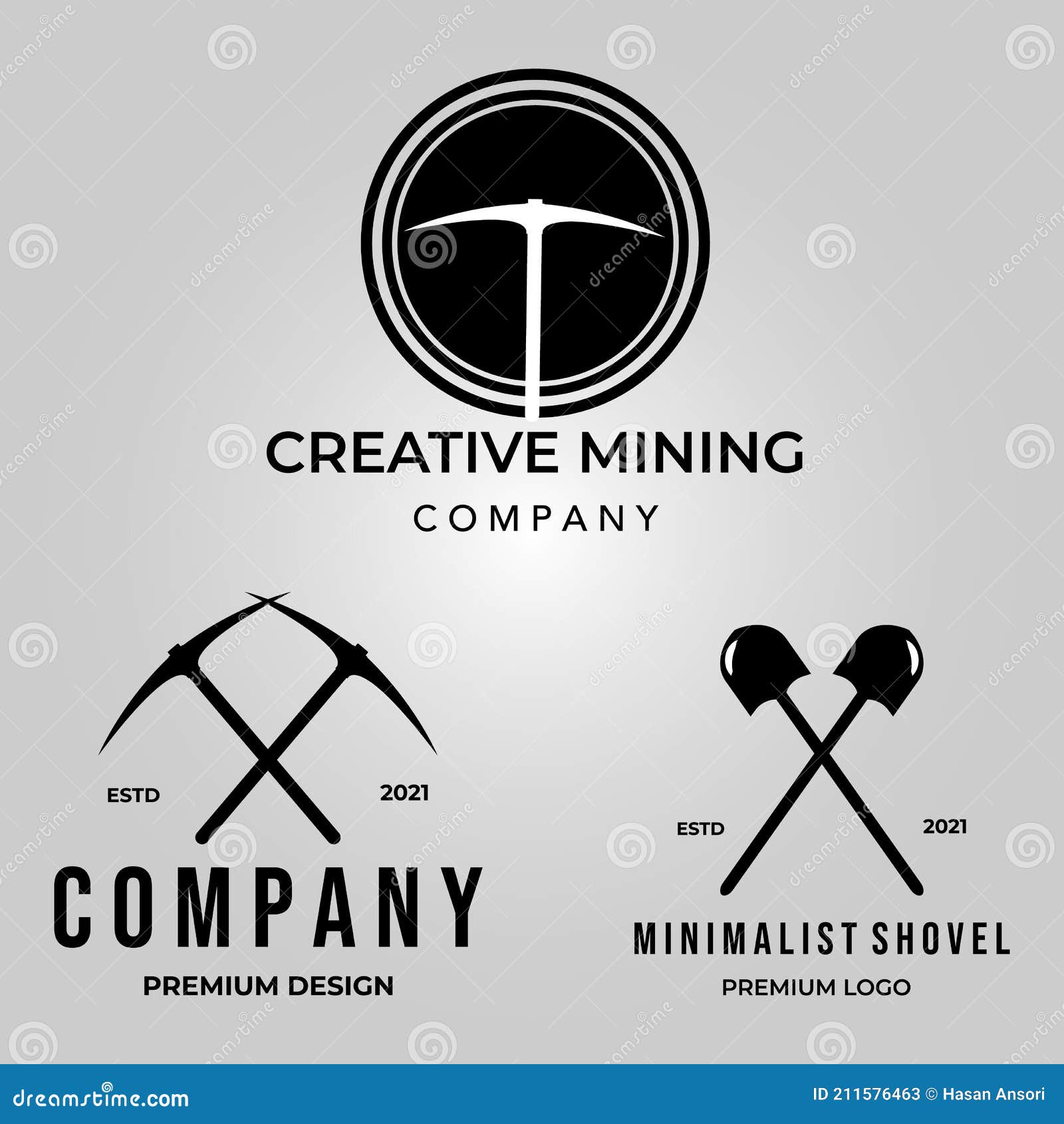 Set Mining Logo Icon Line Art Minimalist Illustration Design Creative ...