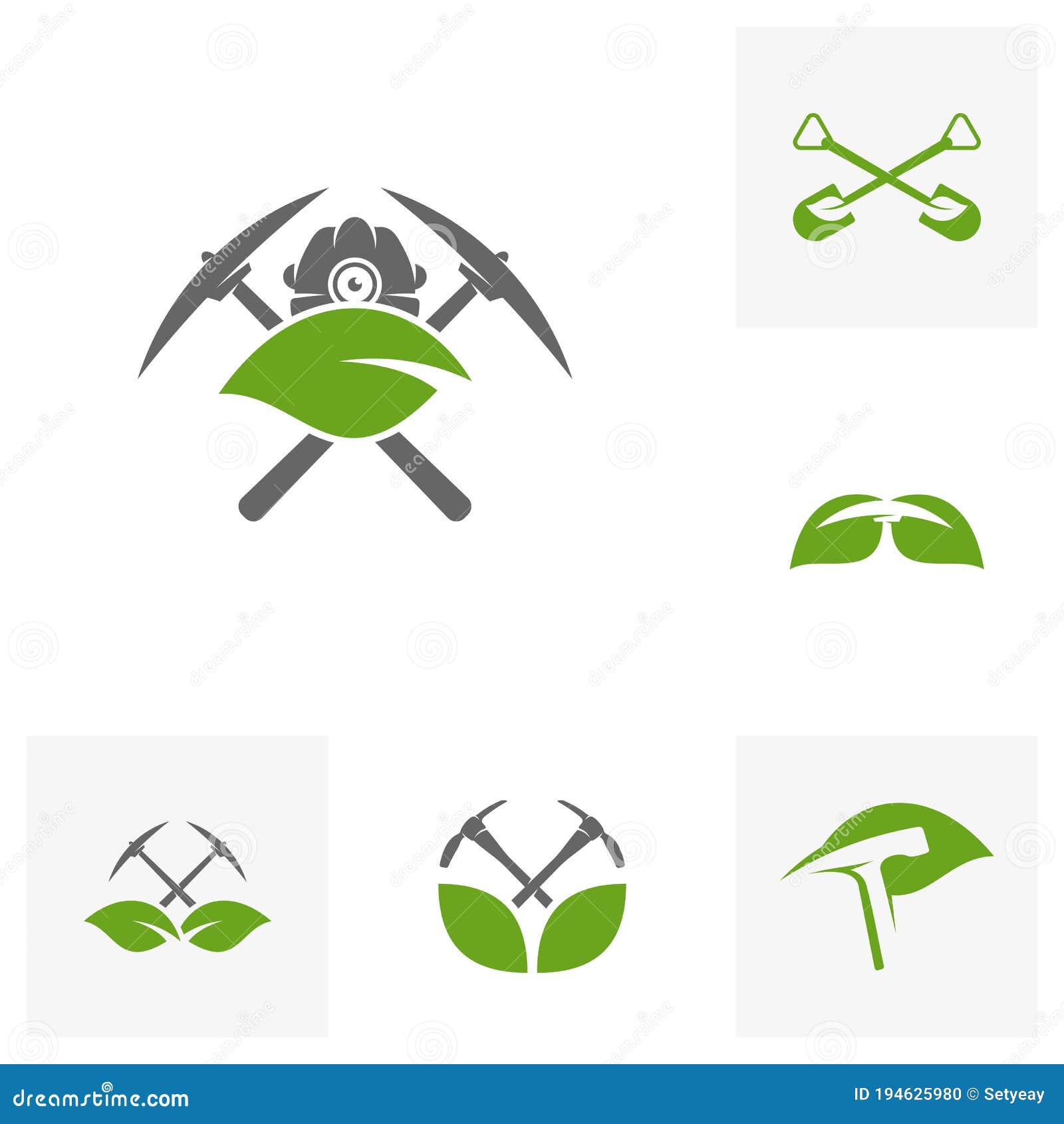 Set of Mining Logo Template with Nature Concept. Stylish Monochrome ...
