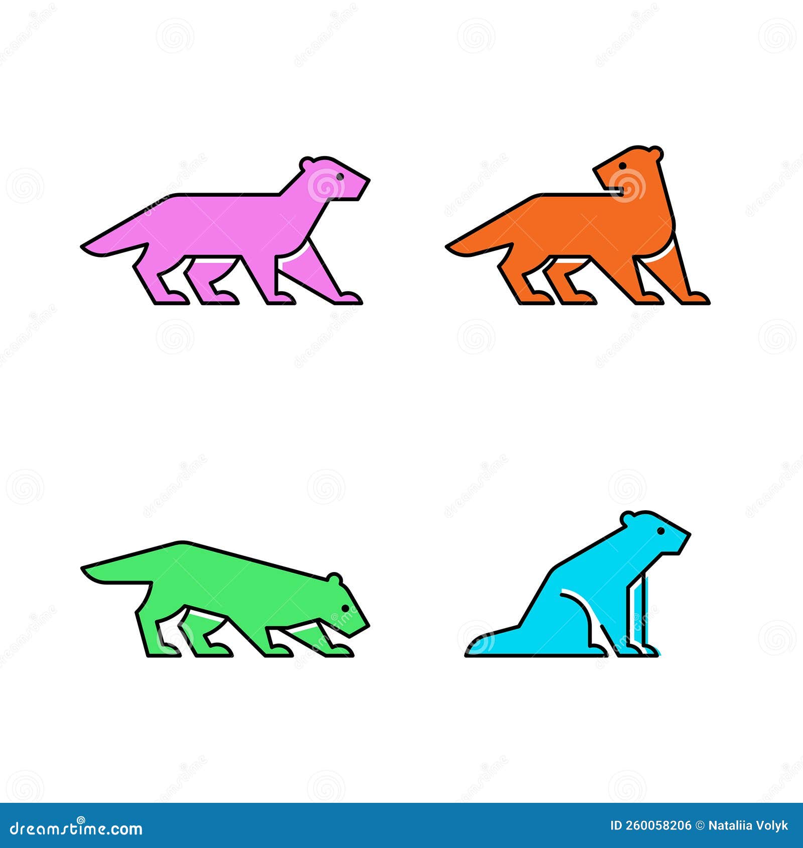 Set of Mink stock vector. Illustration of ferret, silhouette - 260058206