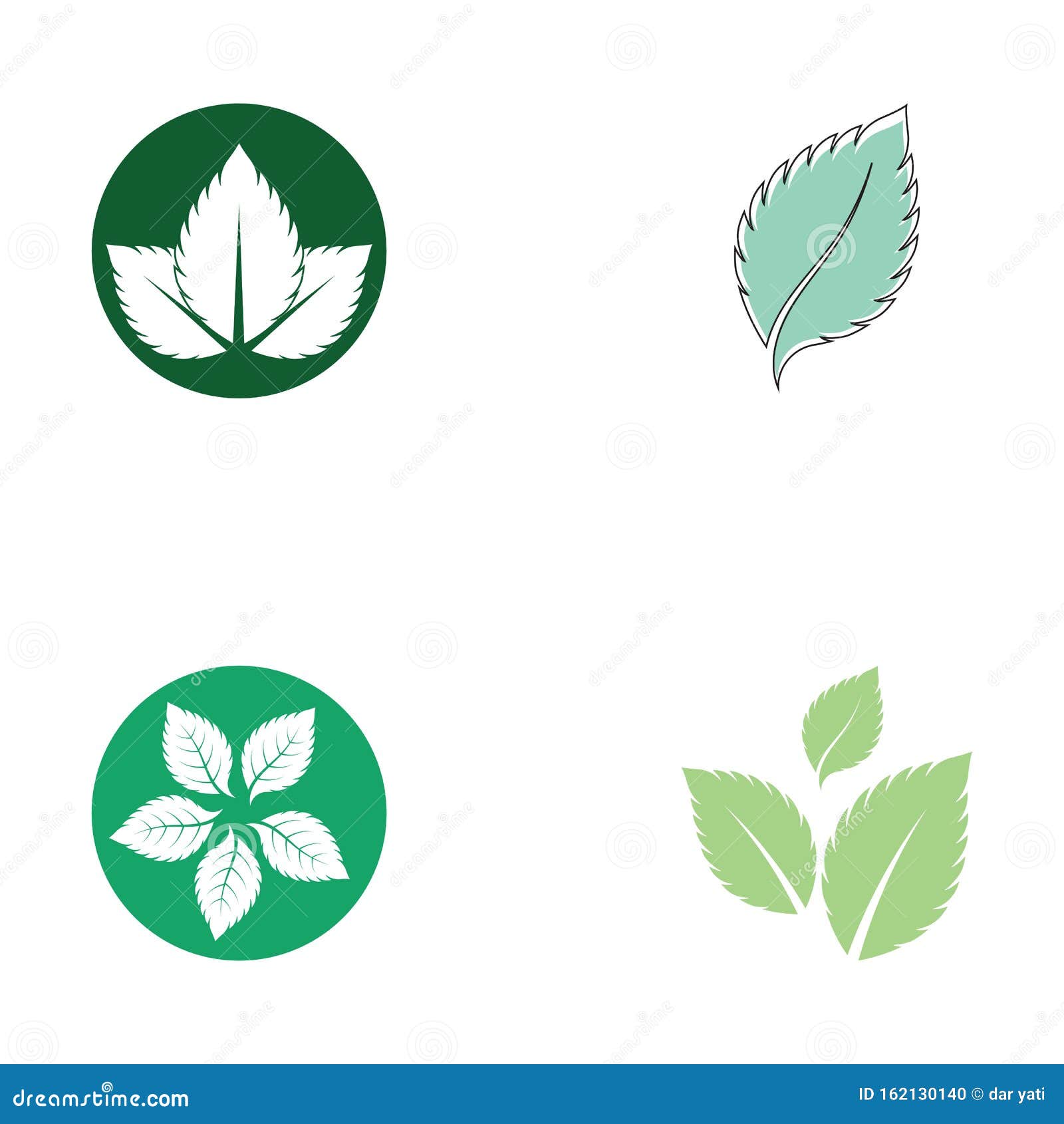 Set of Mint Leaves Flat Vector Color Icon Stock Vector - Illustration ...