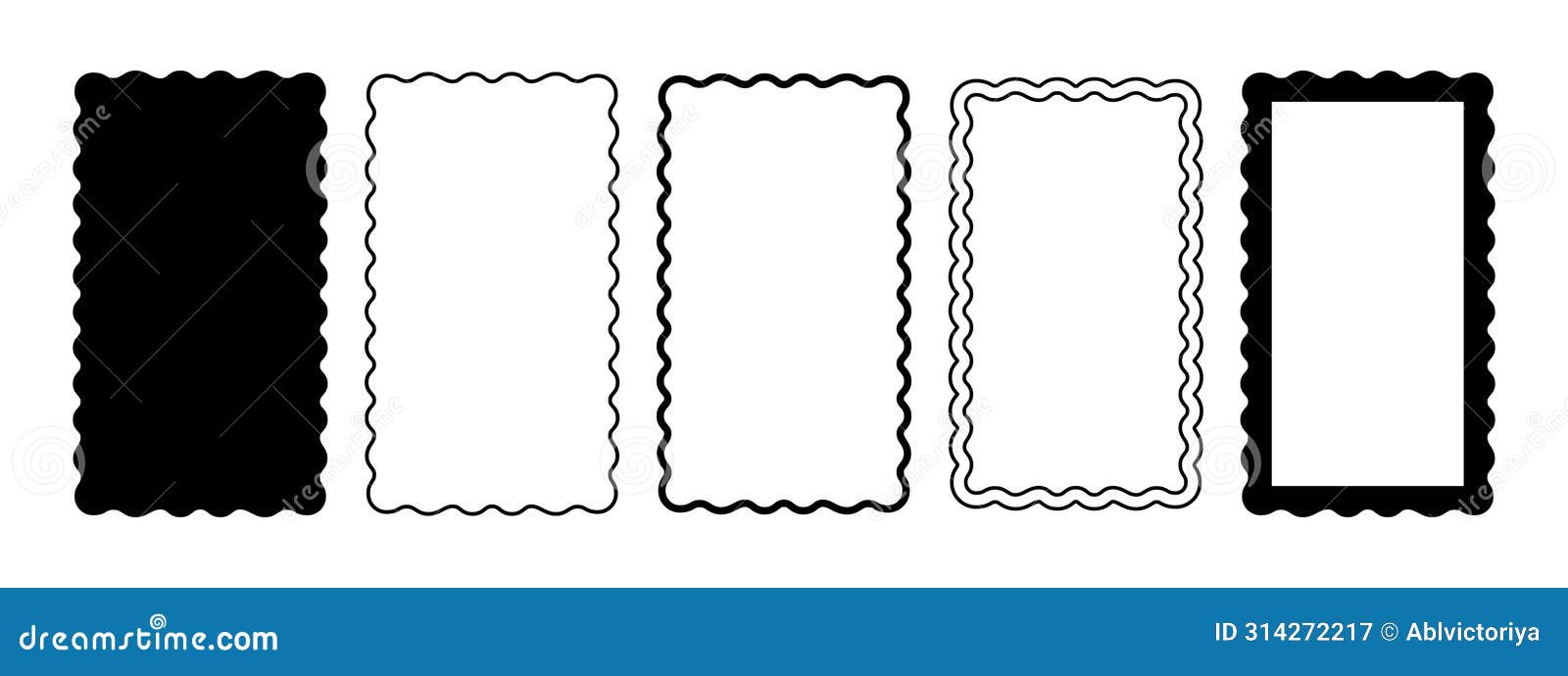 Set of Mirror, Picture or Photo Rectangle Frames with Wavy Borders ...