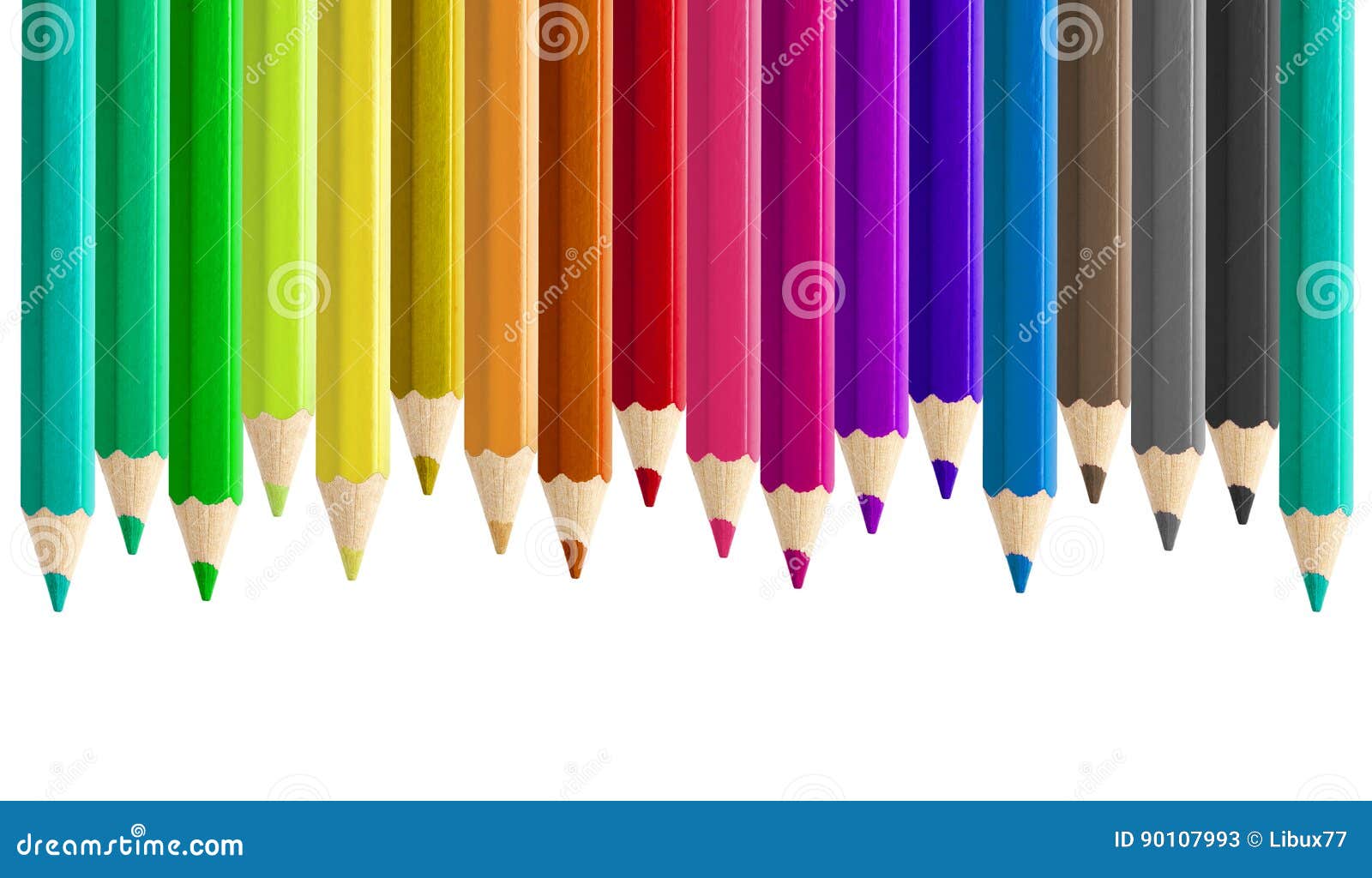 Set Misaligned Coloured Pencils Side by Side Seamless Isolated Stock ...