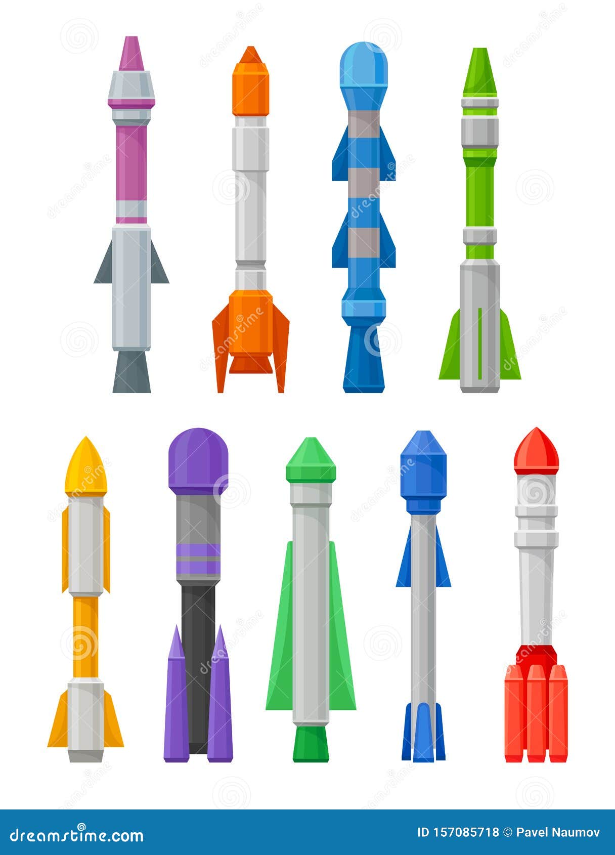 Set of Missiles. Vector Illustration on a White Background. Stock ...