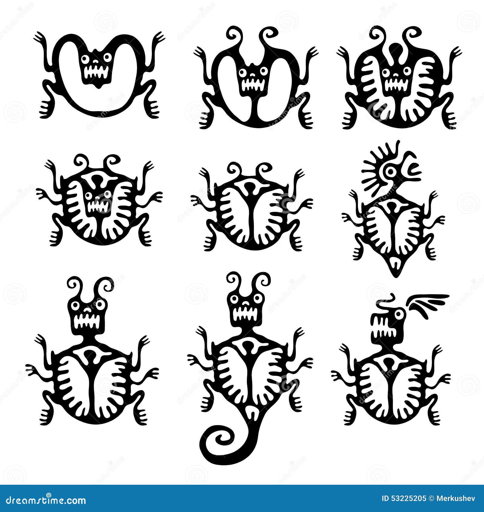 Set of Mites or Beetles in Native Style, Vector Stock Vector ...