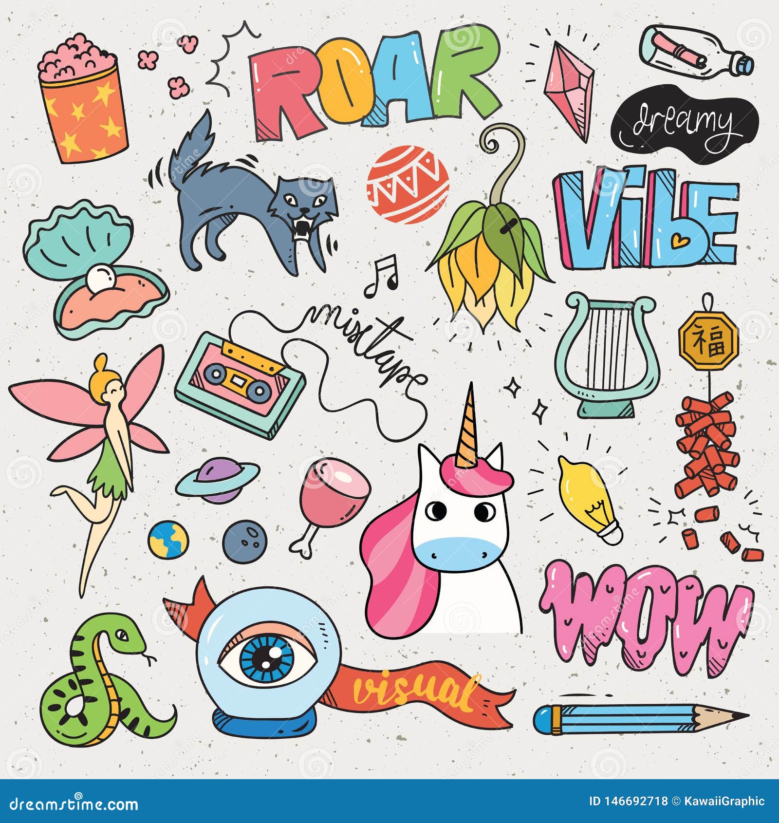 Set of Mix Object in Hand Drawing Vector Illustration Stock ...