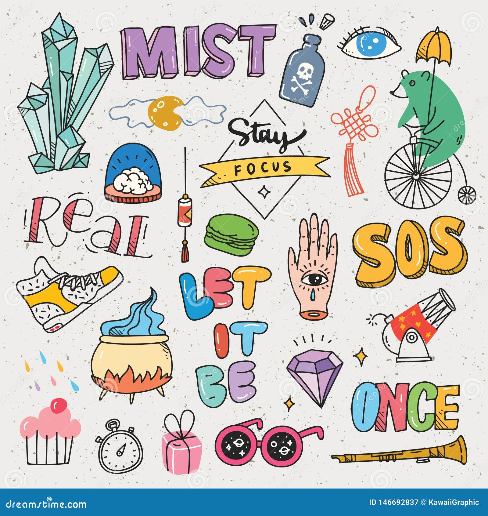 Set of Mix Object in Hand Drawing Vector Illustration Stock ...