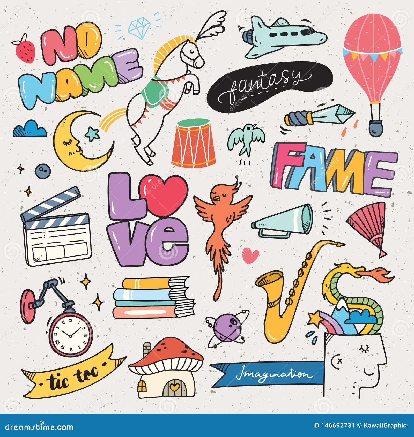 Set of Mix Object in Hand Drawing Vector Illustration Stock ...