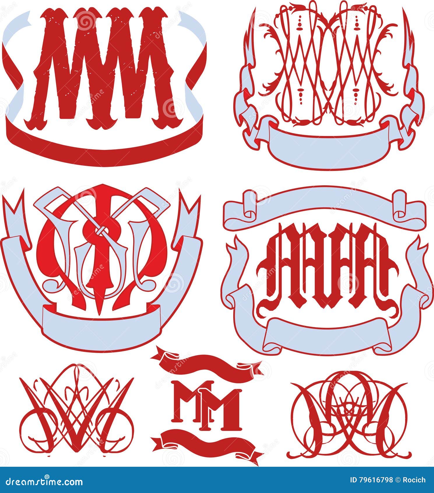 Set of MM Monograms and Emblem Templates Stock Vector - Illustration of ...