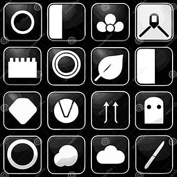 Set of Mobile App Icons Black and White Vector User Interface Stock ...
