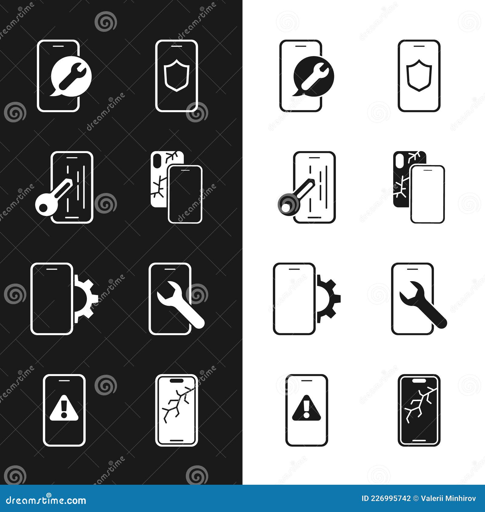 Set Mobile with Broken Screen, Glass Protector, Service, Shield, Phone ...