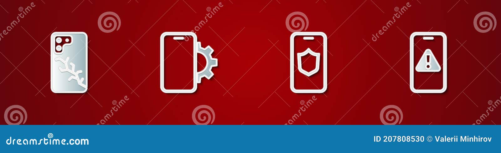 Set Mobile with Broken Screen, Phone Repair Service, Shield and ...