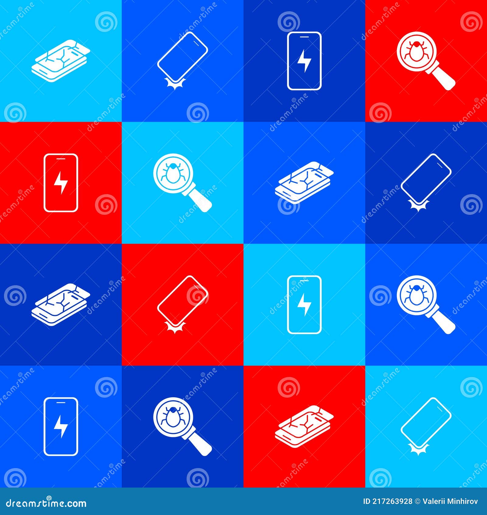 Set Mobile with Broken Screen, Shockproof Phone, Charging Battery and ...